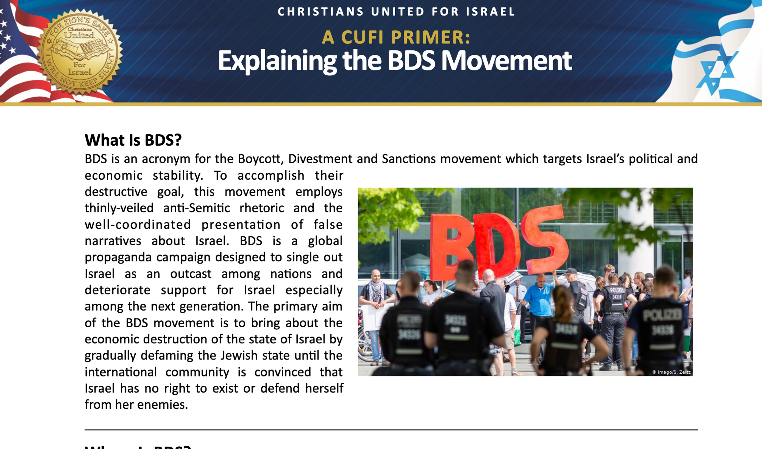 Explaining the BDS Movement | Christians United for Israel