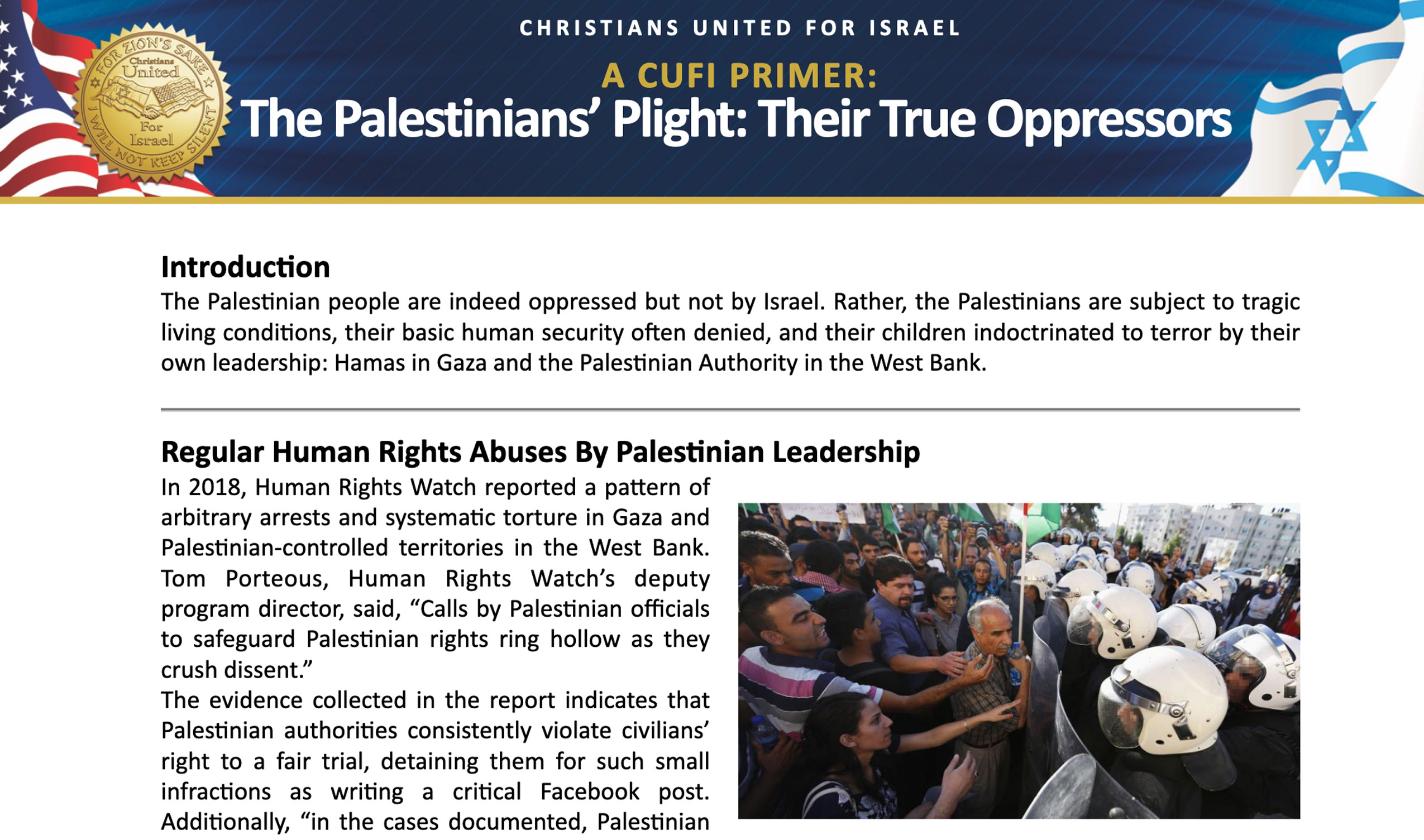 The Palestinians’ Plight: Their True Oppressors | Christians United for ...